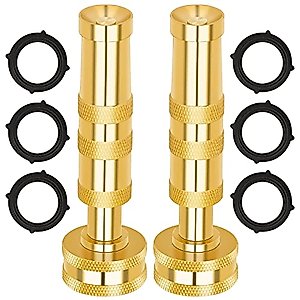 AUTOMAN Brass Hose Nozzle – High Pressure Jet Nozzles 2 Pack, Heavy Duty Sprayer for Garden Hoses, Adjustable Spray Gun, Solid Twist Water Hose Nozzle for Patio, Lawn, Car Wash, Extra 6 Rubber Washers