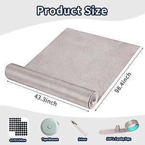 Faraday Fabric Kit 98 x 43" Fabric with 236" L Tape, Military Grade DIY Faraday Bags for Cell, Anti Theft Swipe Card, Anti Theft Car Protection, Home Security