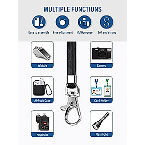 BFSD·DM Universal Cell Phone Lanyard,Crossbody Lanyard with Adjustable Nylon Neck Strap,Compatible with Every Mobile Phone(Black)