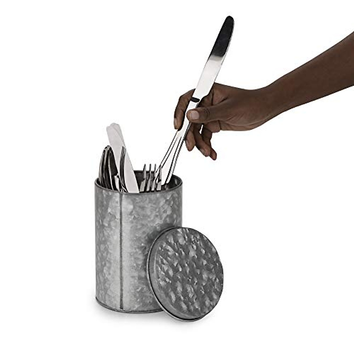 Mind Reader Galvanized 3 Pc Set Canisters, Food Storage Containers, Kitchen, Coffee, Tea. Cookies, Candy, Sugar, One Size, Silver 3 Pack w Lids