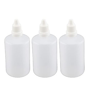 Othmro 3.3oz PE Lab Eye Plastic Dropper Bottles 3pcs, 100ml Squeezable Eye Liquid Dropper Thin Mouth Via of Liquid Sample Seal Storage Bottle with Childproof White Cap