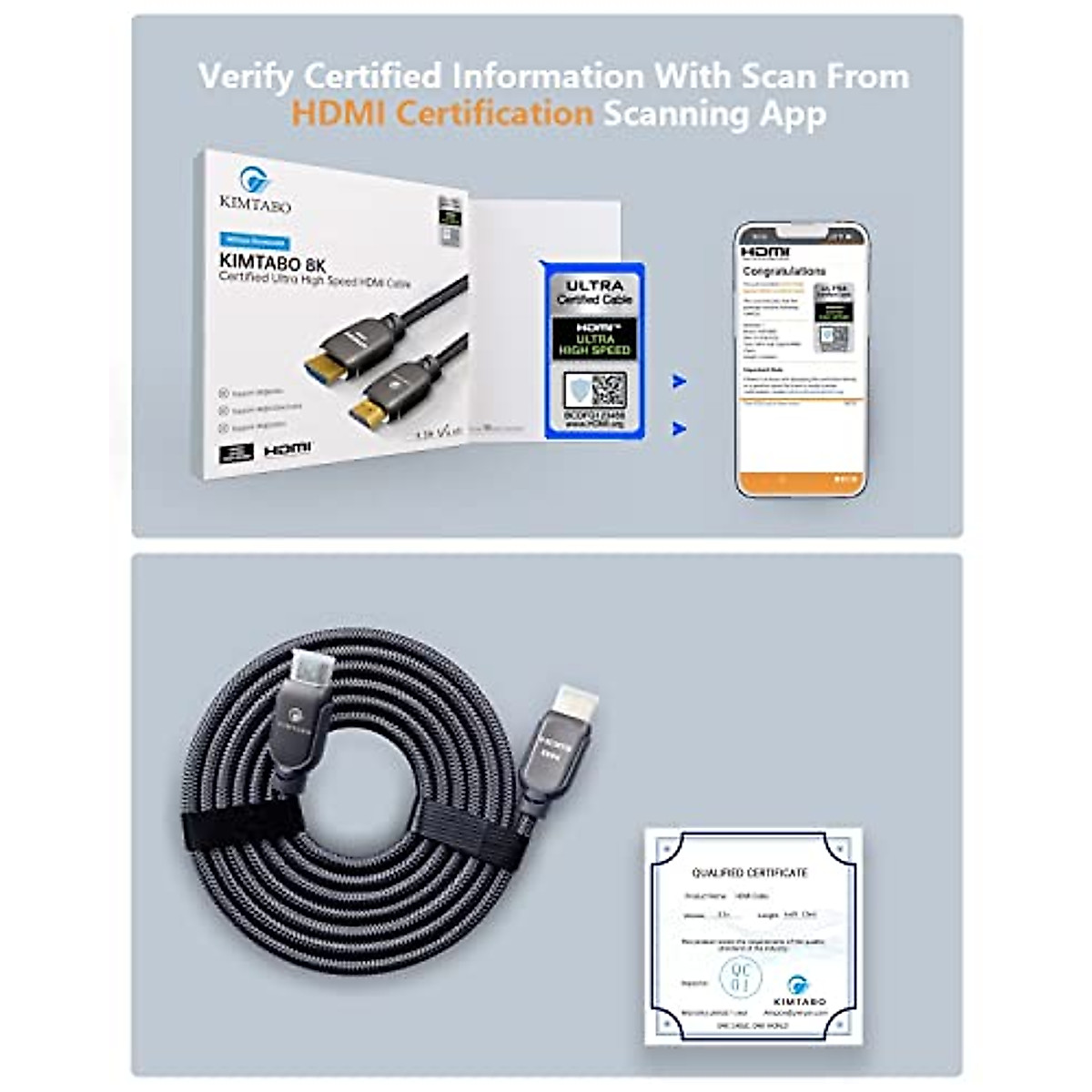 8K HDMI 2.1 Cable 6.6ft 48Gbps, Ultra High Speed HDMI Cable, 4K HD 120Hz 144Hz 2K 240Hz Gaming HDMI Cable 2.1 Certified, eARC HDCP 2.2&2.3 HDR 10+ Dolby Compatible with PS5/Xbox Series X/Apple TV 4K