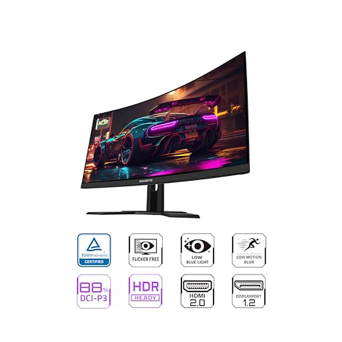GIGABYTE G27QC A (27" 165Hz 1440P Curved Gaming Monitor, 2560 x 1440 VA 1500R Display, 1ms (MPRT) Response Time, 88% DCI-P3, HDR Ready, 1x Display Port 1.2)