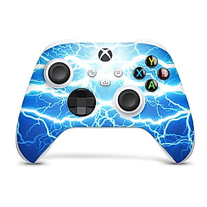 GNG Blue Electric Skins Compatible with Xbox Series X Console Decal Vinal Sticker + 2 Controller Set