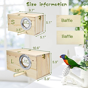 CooShou Parakeet Nesting Box Cockatiel Nesting Natural Pine Bird Nest Bird Breeding Box House Acrylic Transparent Bird Box with Detachable Wooden Board for Lovebirds Cockatiel Budgie Conure Parrot L