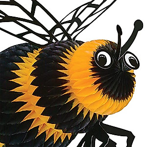 Beistle Spring Summer Party Tissue Paper Bumblebee Bee Hanging Decoration Baby Shower Party Supplies Gold/Black 8" x 10"