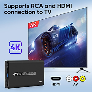 4K@30hz USB3.0 HDMI Media Player with One AV Cable, Support 2.5" SATA HDD with HDMI/AV/Optical Output, for Videos/Music/Photos from USB Drive/SD Card/4 GB Internal or Up to 8TB External HDD