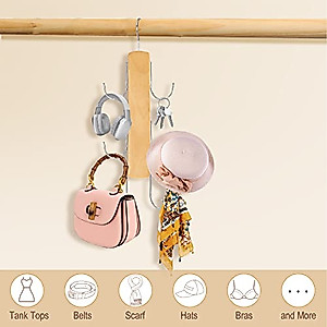 Volnamal Purse Hanger Organizer for Closet 2 Pack, Wood Handbag Storage Holder Metal Hanging Space Saving Hook, Closet Organizers and Storage Scarves, Ties, Shawls, Backpacks, Belts