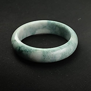 59mm Certified Bluish Green Burma Jadeite Jade Bangle Bracelet