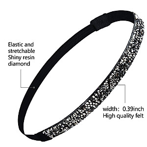 6 Pieces Glitter Headband Non-slip Felt Headband Rhinestone Headband Women's Fabric Headband Hairband for Sports and Yoga