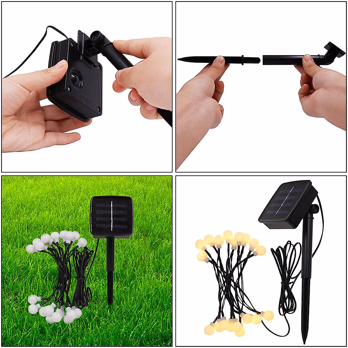 XUNATA 40ft Solar LED String Lights, Flexible Waterproof 100 LEDs White Ball Lights for Indoor Outdoor Home Patio Lawn Garden Party Holiday Decorations(Warm White)