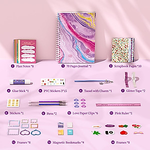 PERRYHOME DIY Journal Kit for Girls Ages 8-14, DIY Girls Journal Set for Teenage Girls Scrapbook & Diary Kits, Journaling Art Crafts Kit Teen 8 9 10 11 12 13 14 Year Old Girl Birthday Gifts - Purple