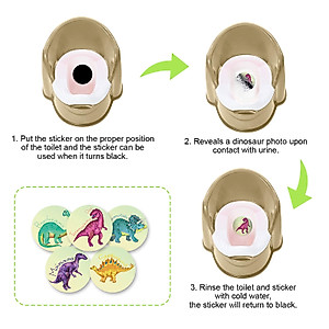 Zonon 10 Pcs Potty Training Stickers Dinosaur Toilet Target Sticker Reusable Potty Targets Color Changing Pee Target for Kid Training Use (Dinosaur)