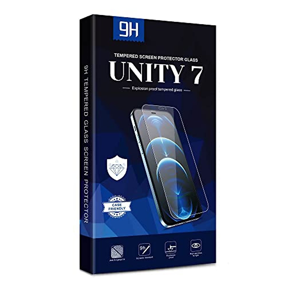 Unity 7, 2 Pack Screen Protector for iPhone 13 Pro Max 6.7 Inches | Tempered Glass | Contains 2 Front Facing Screen Protectors and 2 Rear Facing Camera Lens Protectors
