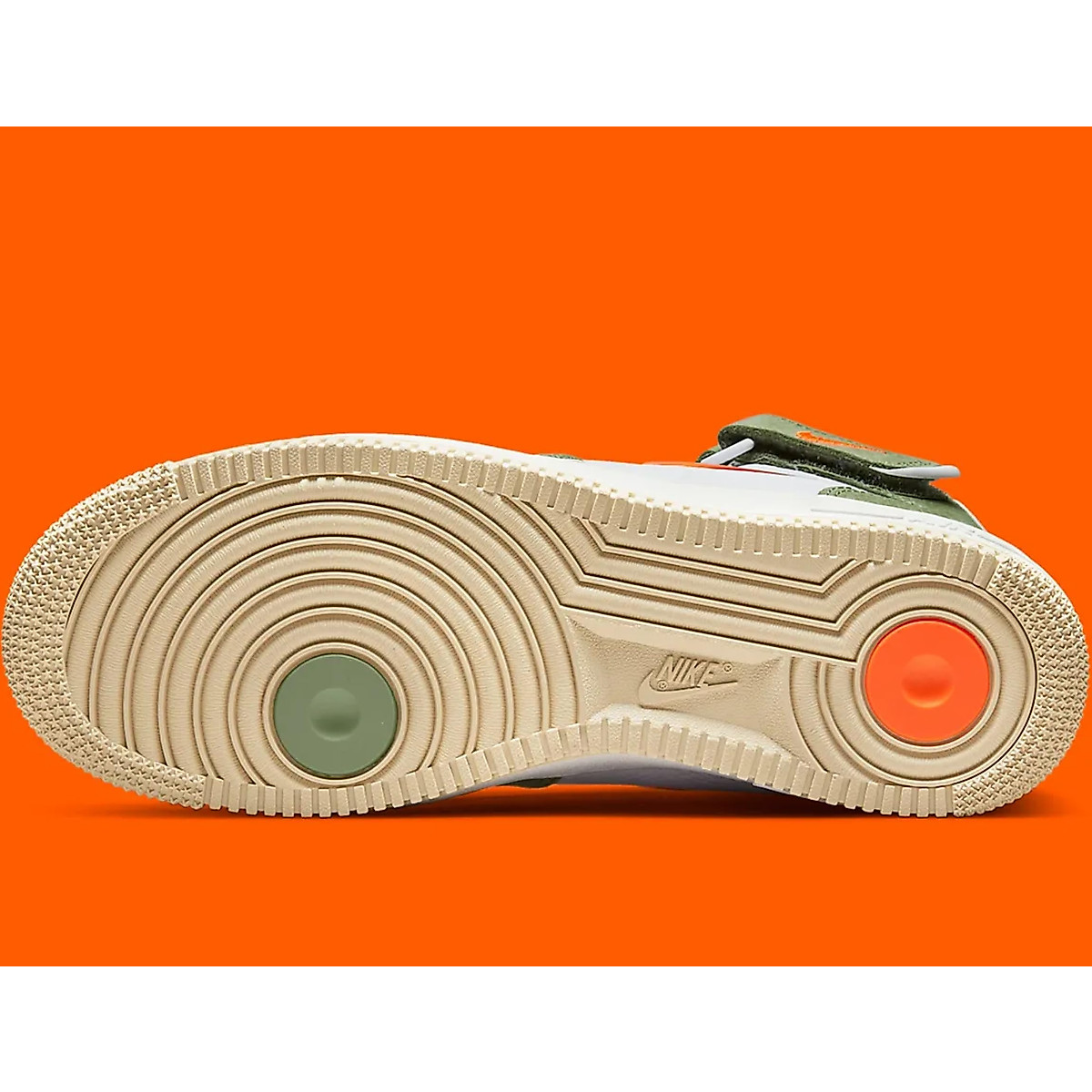 Nike mens Air Force 1 Mid Qs, White/Oil Green/Sail/Total Ora, 10