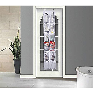 MISSLO Heavy Duty Over The Door Storage with 12 Mesh Pockets (White)