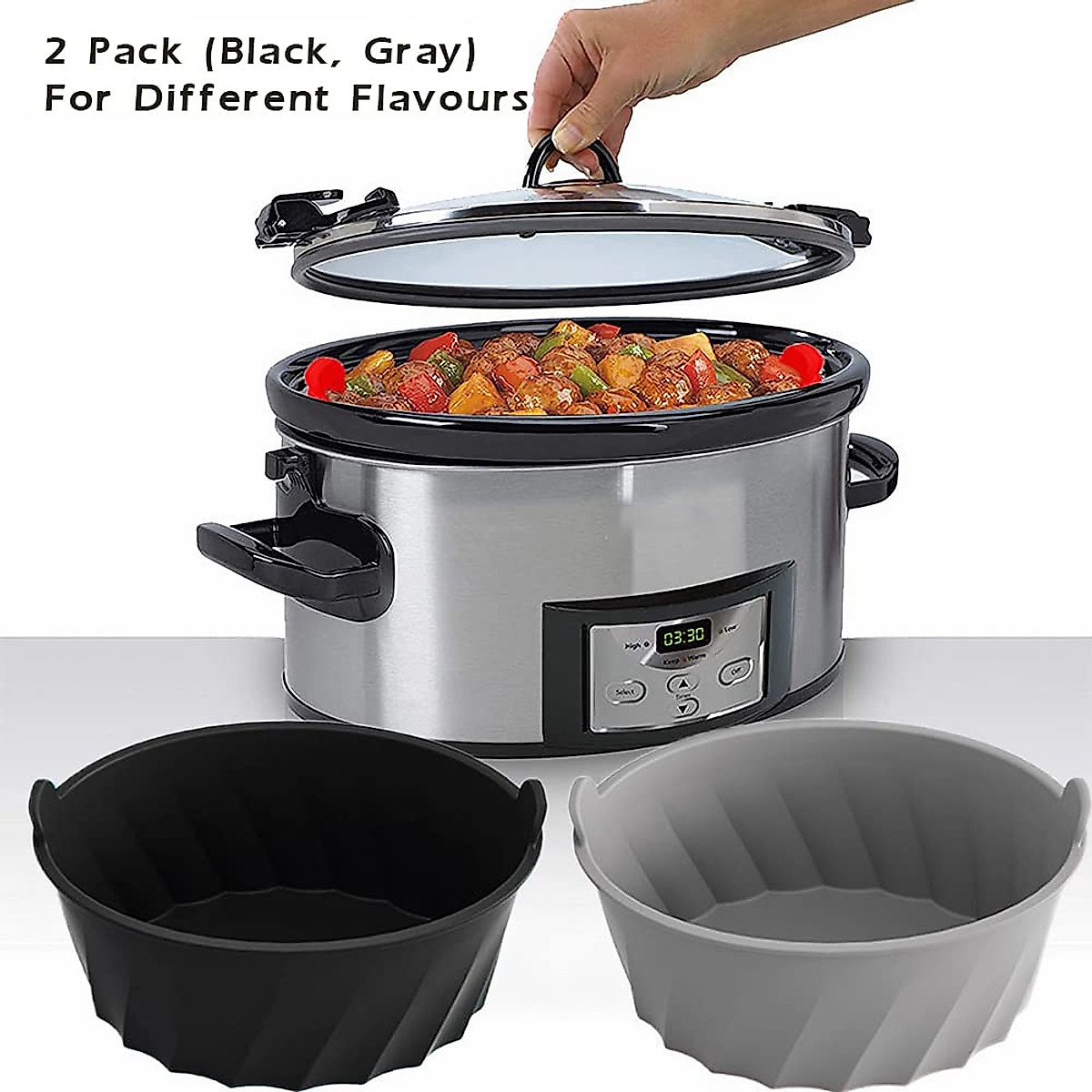 Silicone Crock Pot Liner Reusable Fits 6 Quart Slow Cooker Liners 2Pcs