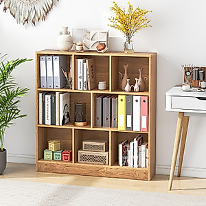 Giantex 8 Cube Bookcase, 4-Tier Freestanding Bookshelf w/ 8 Open Compartments, 2 Anti-Tipping Kits, Modern Display Cabinet, 41" Wood Cubby Storage Organizer for Living Room, Bedroom, Natural