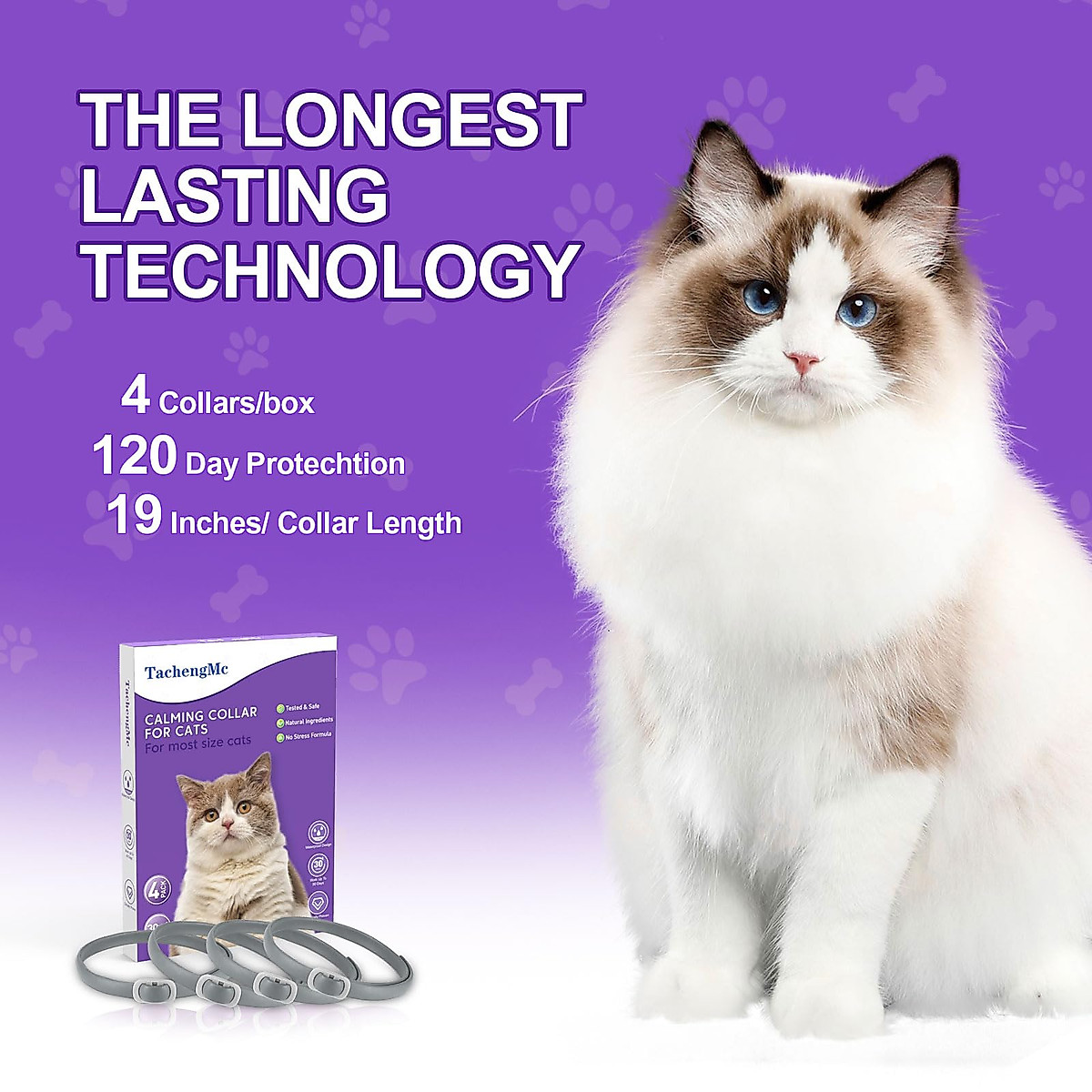 4 Pack Calming Collar for Cats, Cat Collars Efficient Relieve Reduce Anxiety Stress Collar, Cat Calming Collar Kitten Supplies Make Comfortable Relaxed, Lasting 60 Days, Grey