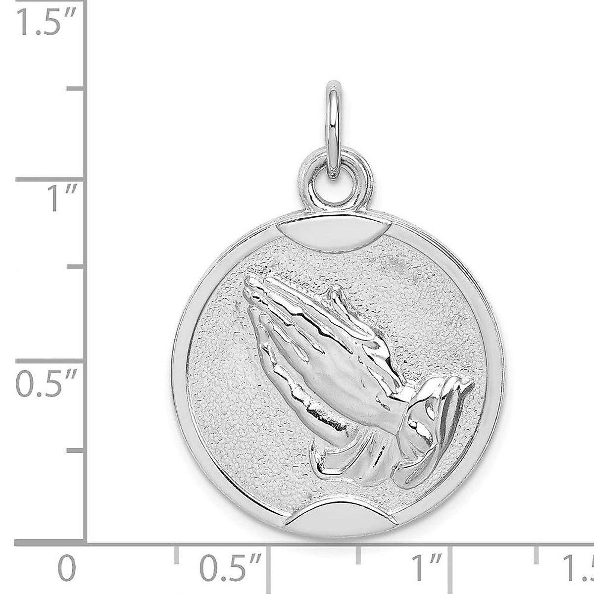 Solid 925 Sterling Silver Praying Hands Serenity Prayer on Back Pendant Charm Medal - 30mm x 20mm