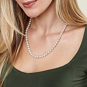 The Pearl Source 14K Gold 8-9mm AAA Quality Round White Freshwater Cultured Pearl Necklace for Women in 20" Matinee Length