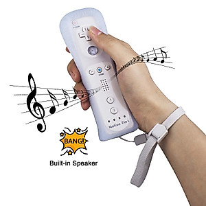 2 Pack Wii Remote Controller with Motion Plus, Wireless Controller for Nintendo Wii and Wii U, with Silicone Case and Wrist Strap, No Nunchucks