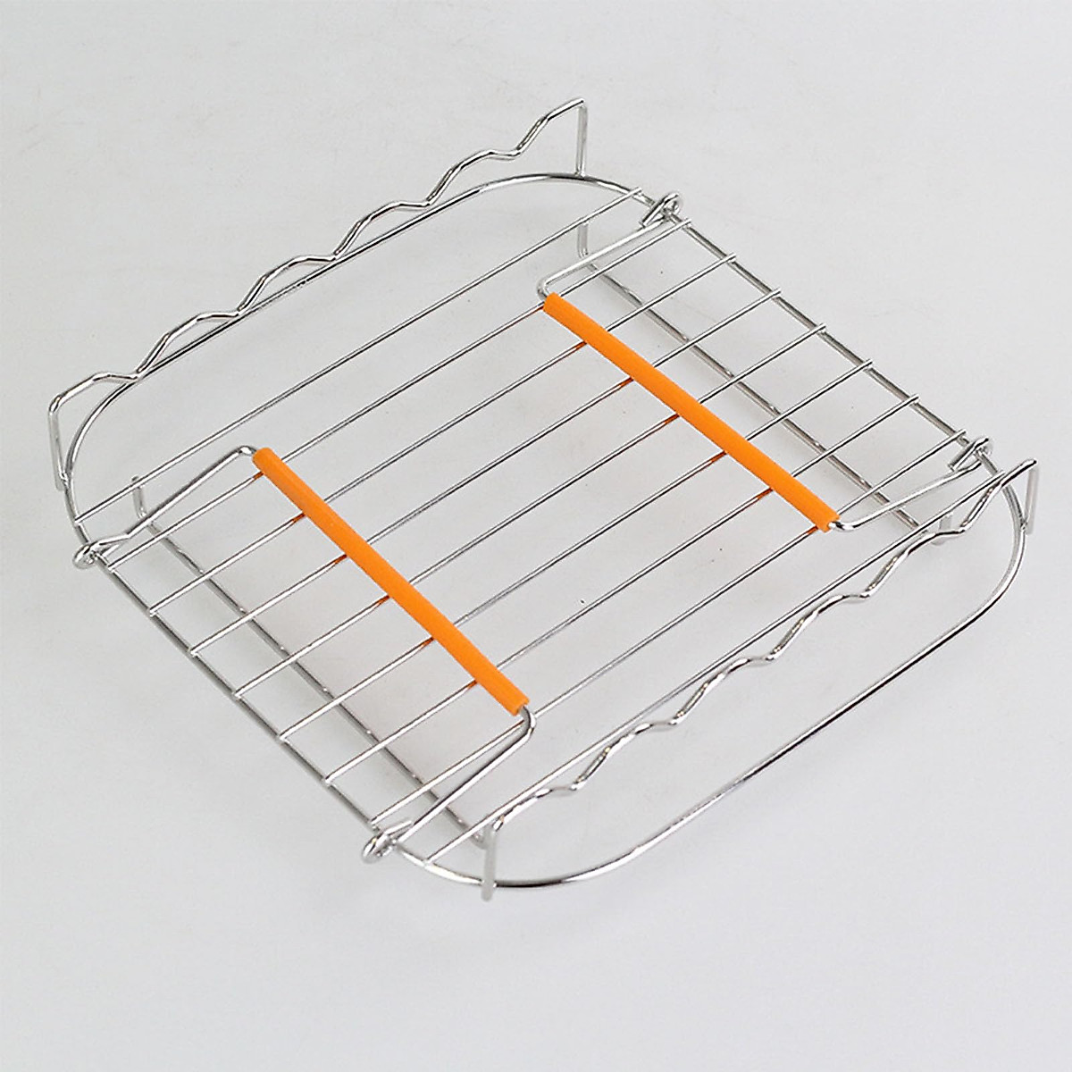 Bottone Stainless Steel Air Fryer Basket Barbecue Grill Holder Dehydrator Racks for Grill Fries Bacon Chicken Oven Press Cooker Air Fryer Square Grill Holder Basket Multiple Cooking Kitchen Appliance