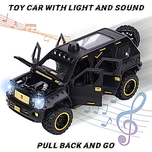 ORALEAF Die Cast Metal Toy Cars, 1/24 Scale Off-Road Car Toy Model with Sound and Light, Gifts for 3 Year Old Boys and up
