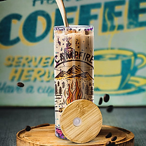 AGH 25OZ Snow Globe Glass Tumbler,2 Pack Sublimation Glass with Bamboo Lids and Straws, Double Wall Sublimation Beer Can Glasses Can Shaped Tumblers with Pre Drilled Hole for DIY