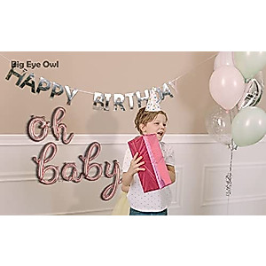 Cursive OH Baby Rose Gold Letter Foil Mylar Balloons Banner Birthdays Party Decorations Supplies Small 16 Inch Baby Shower