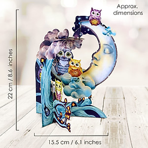 Santoro Pendulum, 3D Pop Up Greeting Card - Owls - Birthday Card for Him, for Her, for Kids, Birthday