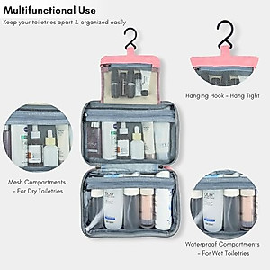 Lohifor Travel Toiletry Bag, PU Leather Waterproof Toiletry Bag for Travel Accessories, Ideal Toiletries Bag for Women and Men, Coral Orange