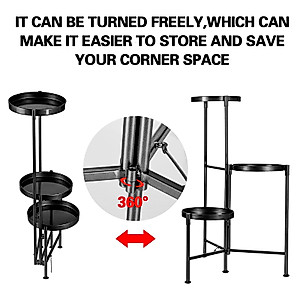 Plant Stand Indoor Outdoor 3 Tier Tall Metal Plant Rack Organizer 3 Flower Pot Holder Shelves Planter Display Storage Shelf for Home Garden Patio Bathroom Office Living Room Balcony Corner(Black)