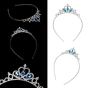 WLLHYF 2 Pieces Girls Crystal Tiara Headband Heart Rhinestone Princess Crown Headband Vintage Hair Bands for Kids Girls Women Wedding Prom Birthday Party