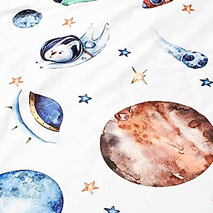 Jaxson's World Watercolor Outer Space Baby Blanket | 30x40 Inches | Minky Fleece