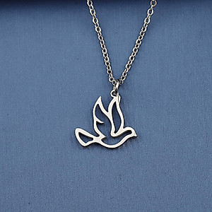MYOSPARK Stainless Steel Dove Bird Necklace, Peace Gift for Her