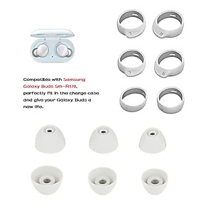 CYADCI Earbud Tips 3 Pairs Replacement Wingtips and Ear Tips Galaxy Buds Replacement Eartips Silicone Earbud Tips Set Compatible with Samsung Galaxy Buds SM-R170 & Galaxy Buds SM-R175 Earphones，Silver