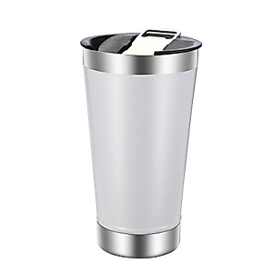 Stylusella Tumbler 16oz/480ml Stainless Steel Beer Mug, Double Wall Vacuum Insulated Tumbler, Cup Lid with Bottle Opener, Keeps Drinks Cold or Hot, For Beer, Coffee, Iced Tea and Other Drinks (Pearl)