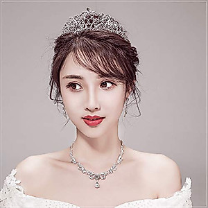 Wedding Sets For Women Bling Bride Hair Accessories Tiaras Earrings Necklace Wedding Jewelry Sets A