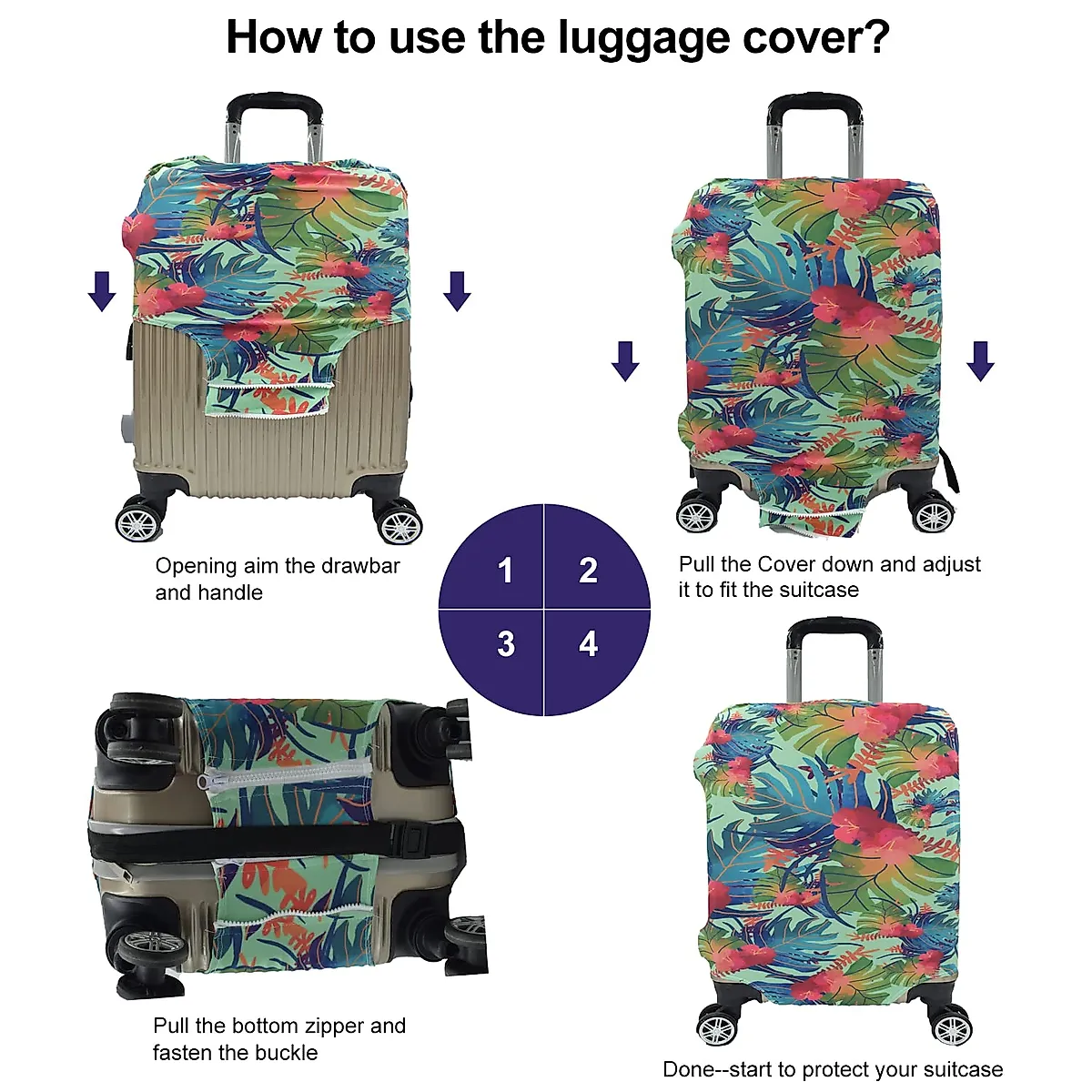 GOXUNYUAN Travel Luggage Cover, Suitcase Protector Bag Fits 26-28 Inch Luggage Colorfulmaple