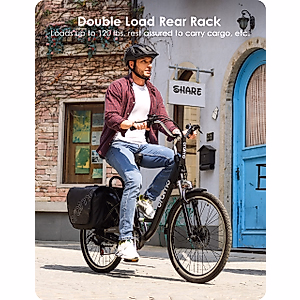 Oraimo Electric Bike for Adults 3A Fast Charge, 36V 10.4Ah UL-Certified Li-ion Battery, 350W Brushless Motor, 26" Aluminum Ebike 2X Load Rear Rack, Air Saddle, Shimano 7 Speed (Black, Standard)