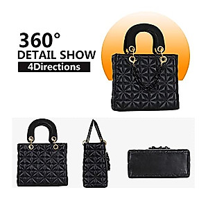 AyTotoro Purses and Handbags for Women Fashion Ladies PU Leather Top Handle Satchel Shoulder Tote Quilted Crossbody Bags (big black)