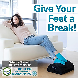 ComfiLife Foot Rest for Under Desk at Work – Adjustable Memory Foam Foot Rest for Office Chair & Gaming Chair – Ergonomic Design for Back & Hip Pain Relief (Black)