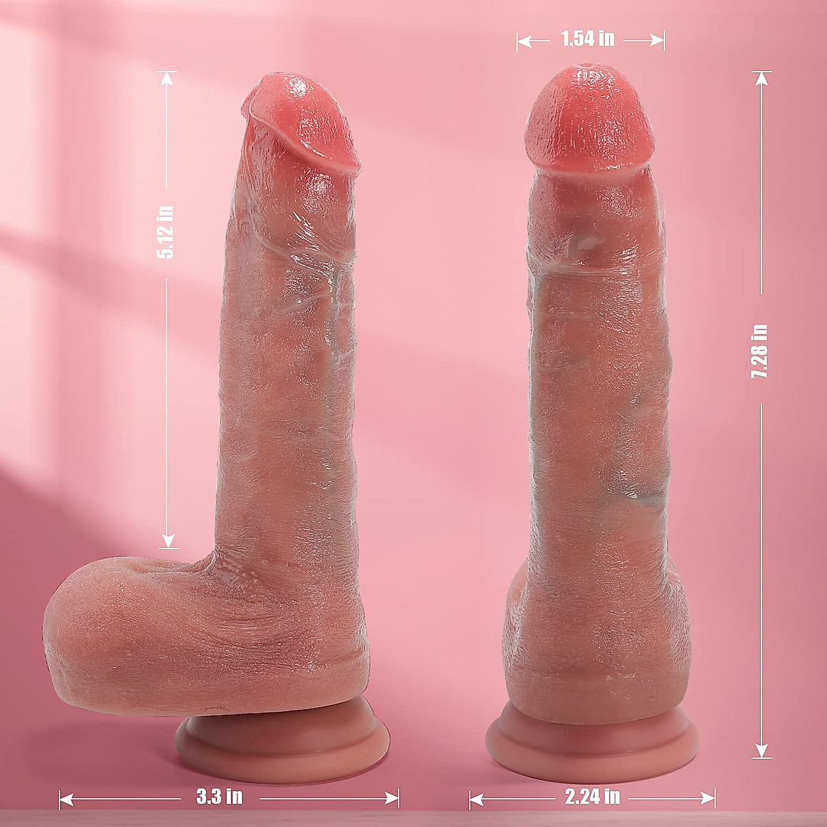Realistic Dildos for Beginners, Soft Silicone Dildo with Strong Suction Cup for Hands-Free Play, 7.3 Inch Lifelike Dildo with Balls for G-Spot Stimulation, Adult Sex Toys for Women & Couple