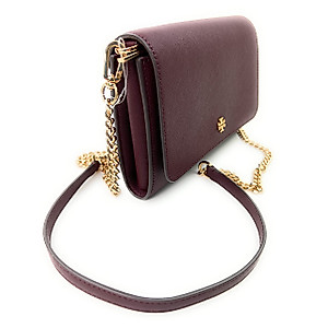 Tory Burch Emerson Chain Wallet Leather Cross Body Bag (Claret)