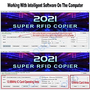 TO BE SECOND JASAG 13.56MHz IC Card Copier NFC Reader 125KHz RFID Reader Writer Duplicator Smart Card Programmer with IC Encrypted ID Composite Buckle Writable Key Fob Cards black NS106+3+3