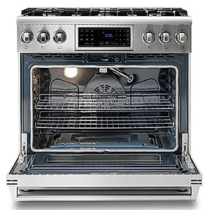 THOR Kitchen 36-Inch Gas Range with Tilt Panel and Self-Cleaning Oven in Stainless Steel - Model TRG3601