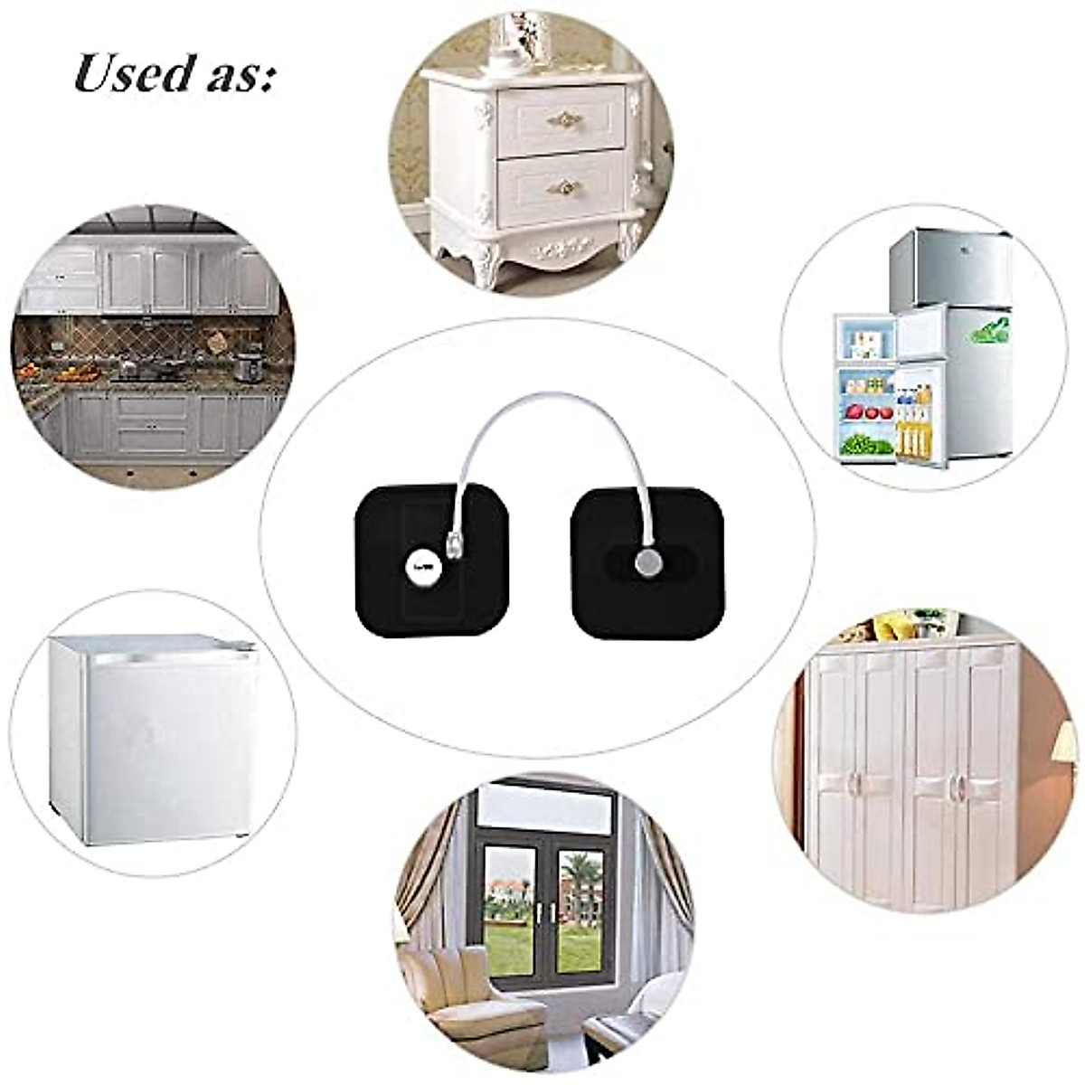 VOCOMO Refrigerator Lock, 2.8’’x2.8’’ Fridge Lock with Keys, Freezer Lock and Child Safety Cabinet Lock with Strong Adhesive (2 Pack)