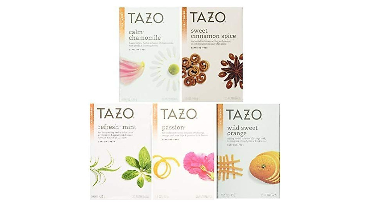 Tazo Herbal Tea 5 Flavor Variety Pack - 100 Bags