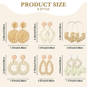 Straw Crossbody Bag for Women Beach Purse Shoulder Bag Hand Woven Straw Clutch Summer Bag Bohemian Boho Handbag with 6 Pairs Rattan Earrings